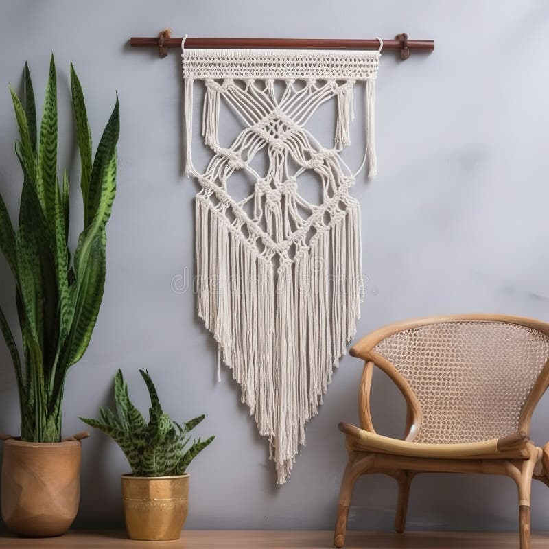 DIY Macrame Wall Hanging. Boho Style Home Decor. Generative AI Stock ...