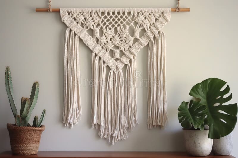 DIY Macrame Wall Hanging. Boho Style Home Decor. Generative AI Stock ...
