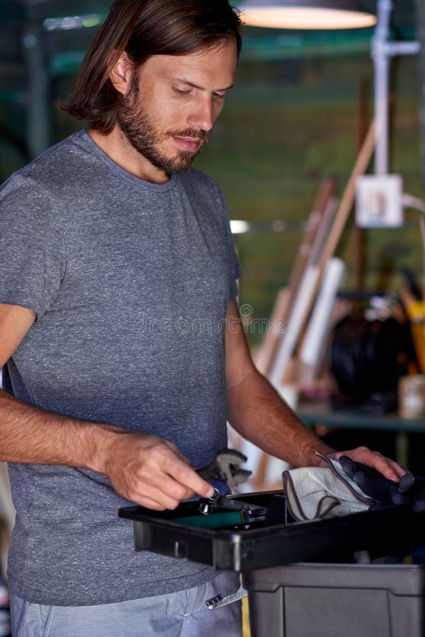 DIY man in his workshop stock photo. Image of caucasian - 60388228