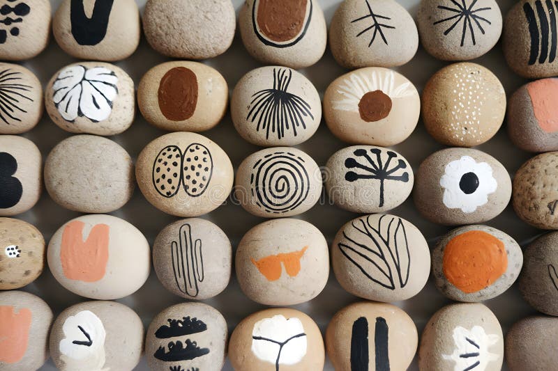 DIY Painted Pebbles stock illustration. Illustration of minimalist ...