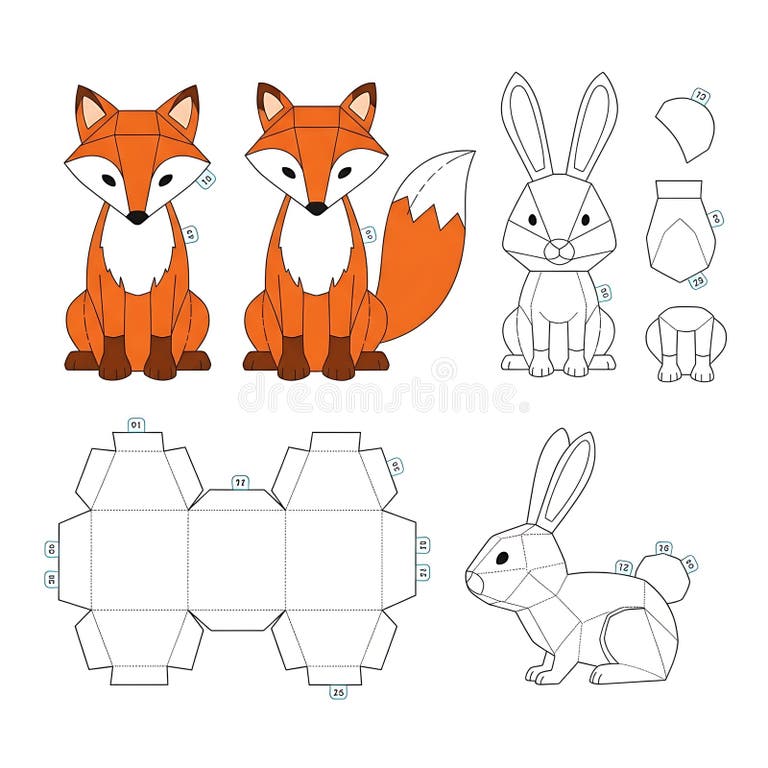 Colored Template Paper Model Stock Illustrations – 385 Colored Template ...