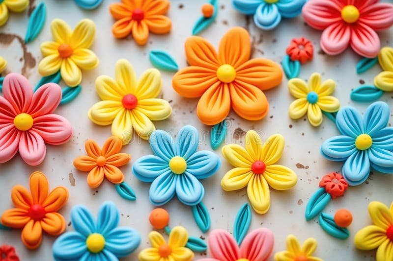Diy Plasticine Flowers in Different Colors Stock Photo - Image of play ...