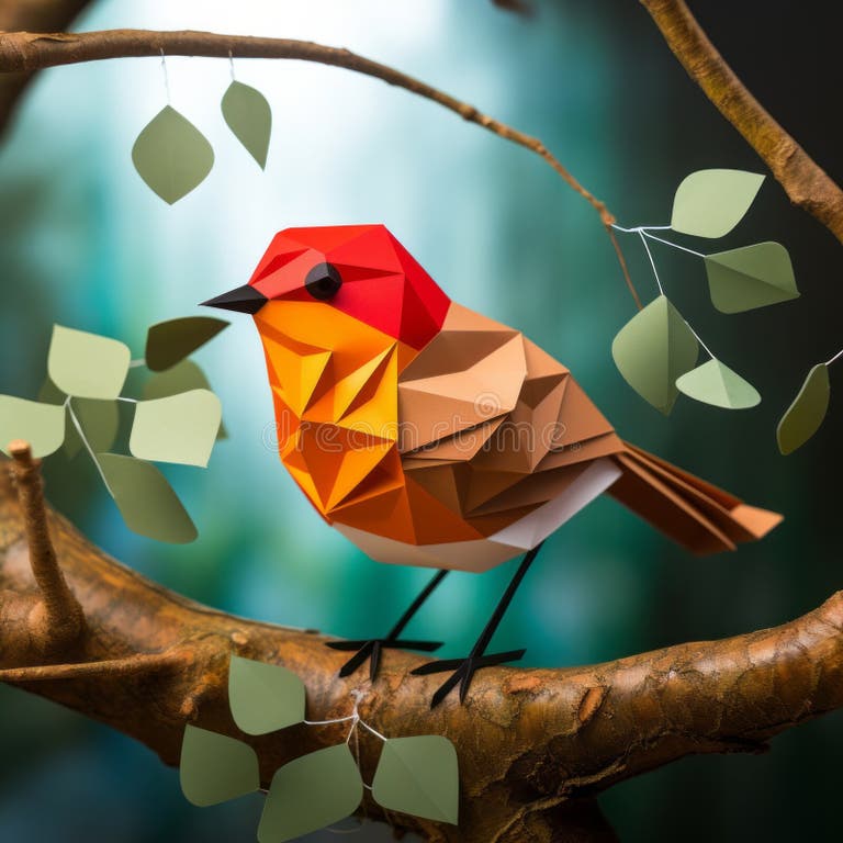 Diy Polygon Robin Paper Craft: Simple yet Eye-catching Design Tutorial Stock Illustration ...