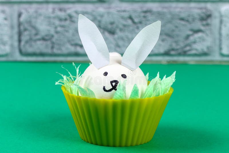 Diy Rabbit from Eggs for Easter Stock Image - Image of hand, basket ...
