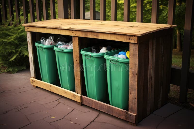 Diy Recycling Station Made from Repurposed Materials Stock Illustration ...