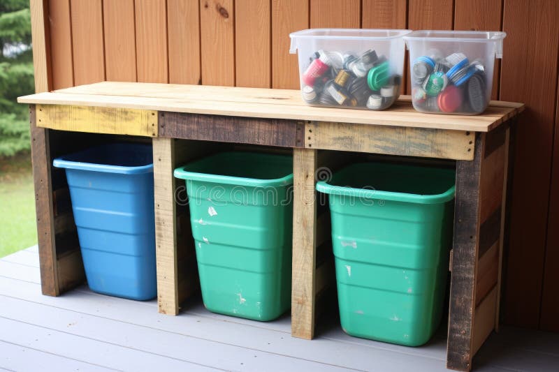 Diy Recycling Station Made from Repurposed Materials Stock Illustration ...