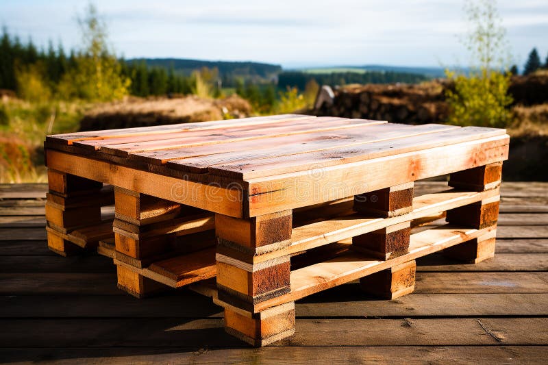 Pallets Installed Against the Backdrop of a Picturesque Forest Stock ...