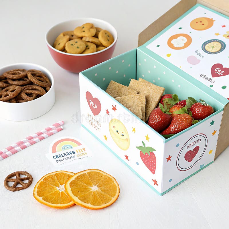 DIY Snack Box with Customizable Sticker Labels Stock Illustration ...