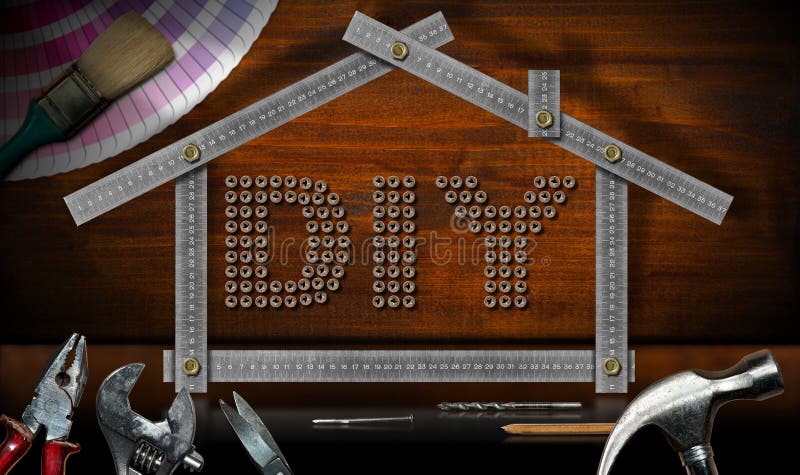 Diy Symbol - Work Tools and Model House Stock Image - Image of ...