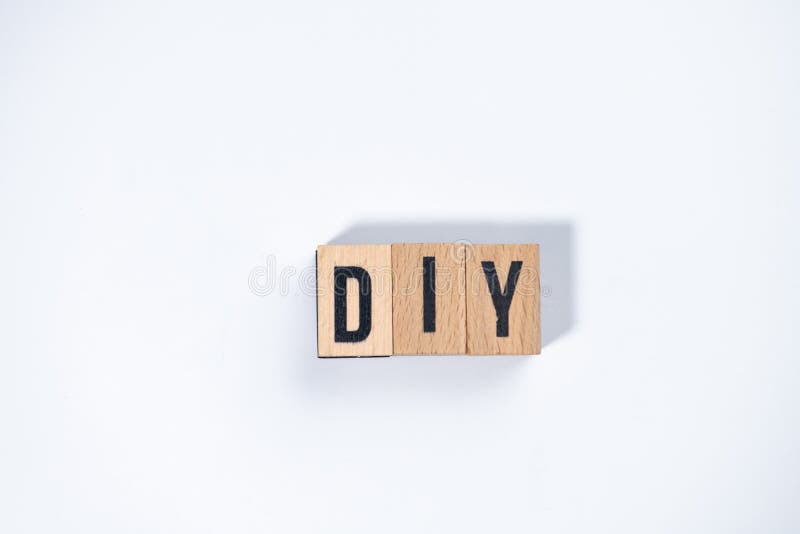 ` DIY ` Text Made of Wooden Cube on White Background Stock Image ...
