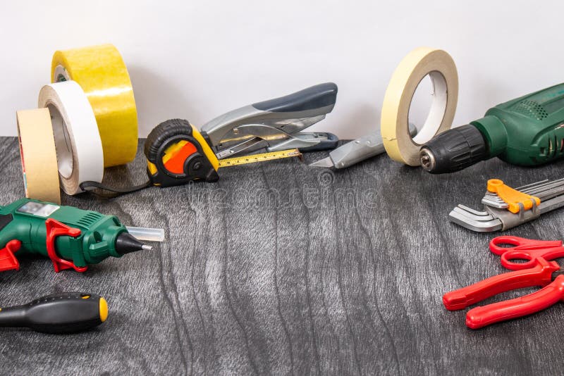 DIY Do it Yourself Tools on Yellow Background. DIY Tools with Copy ...