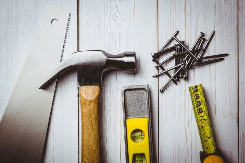 DIY Tools Laid Out on Table Stock Image - Image of bench, tool: 51626177