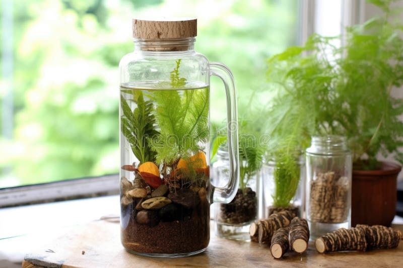 Diy Water Filter with Natural Materials and Plants Stock Image - Image ...