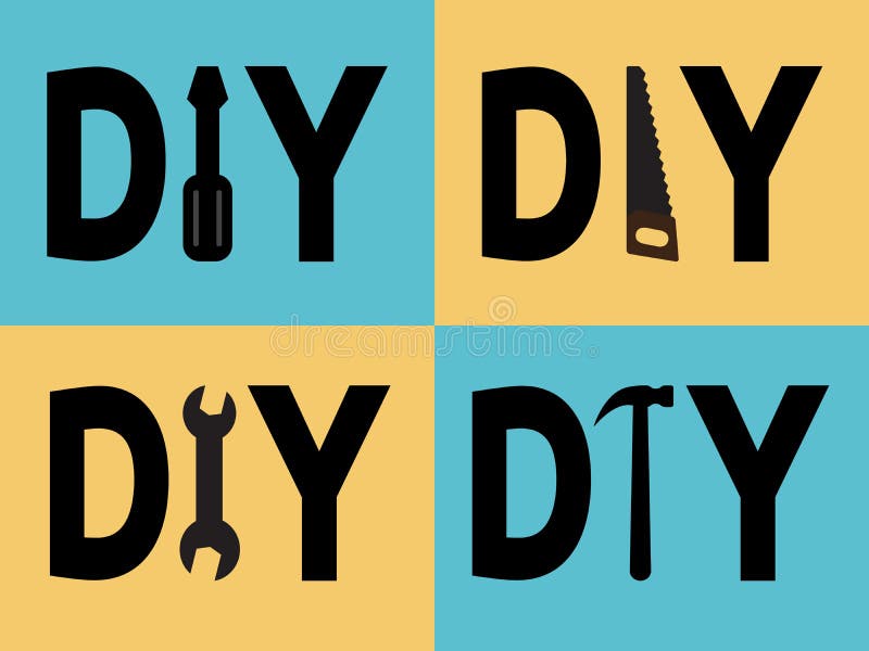 DIY words and tools stock vector. Illustration of symbol - 67131735