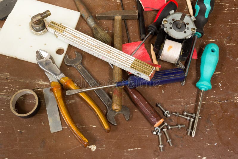 DIY Workshop Tools on Table Stock Photo - Image of improvement, tool ...