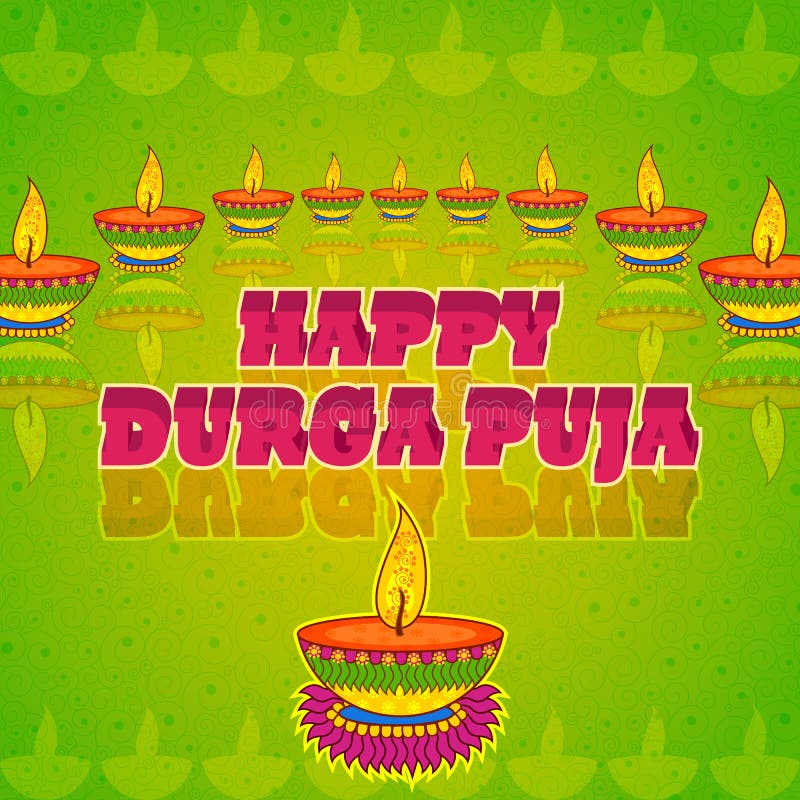 Diya for Happy Durga Puja stock vector. Illustration of decoration ...