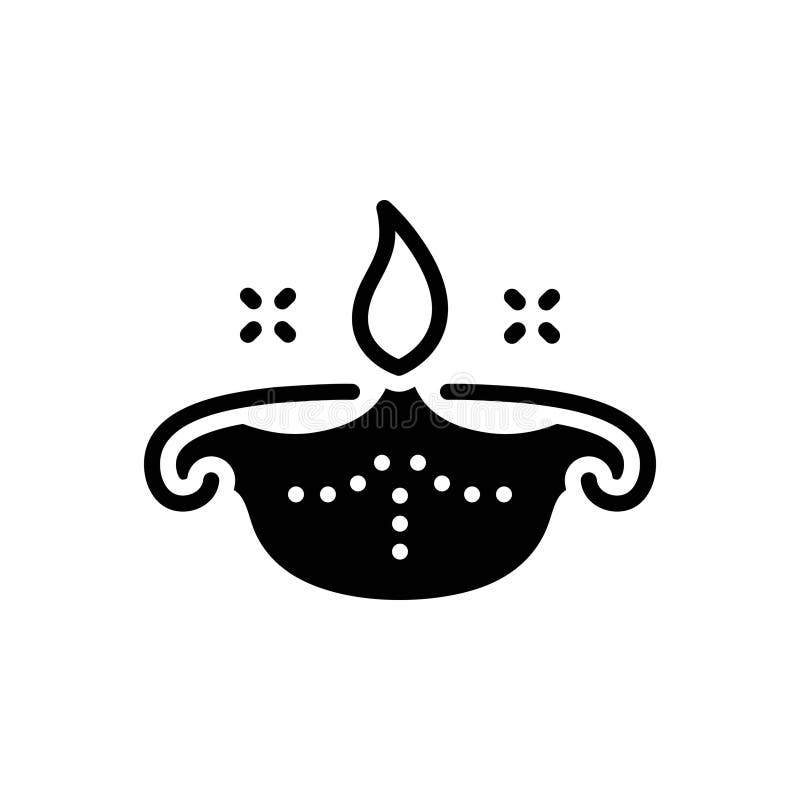 Black Solid Icon for Diya, Festival and Light Stock Illustration ...
