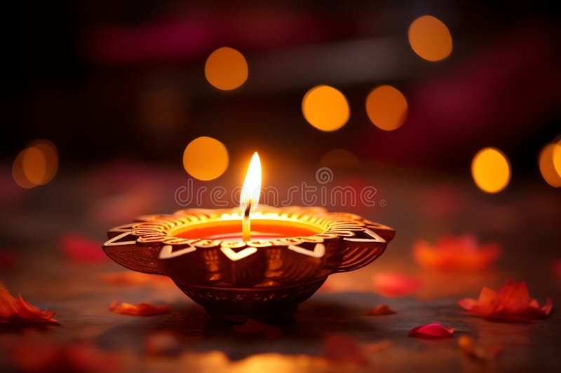 Diya Lamp India Symbol with Copy Space Stock Illustration ...
