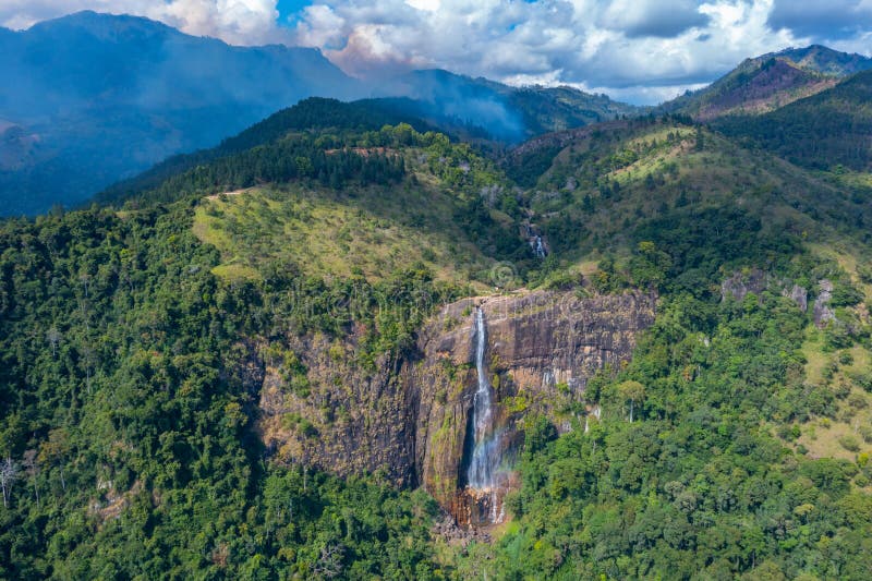 Diyaluma Falls Near Ella, Sri Lanka Stock Image - Image of panorama ...