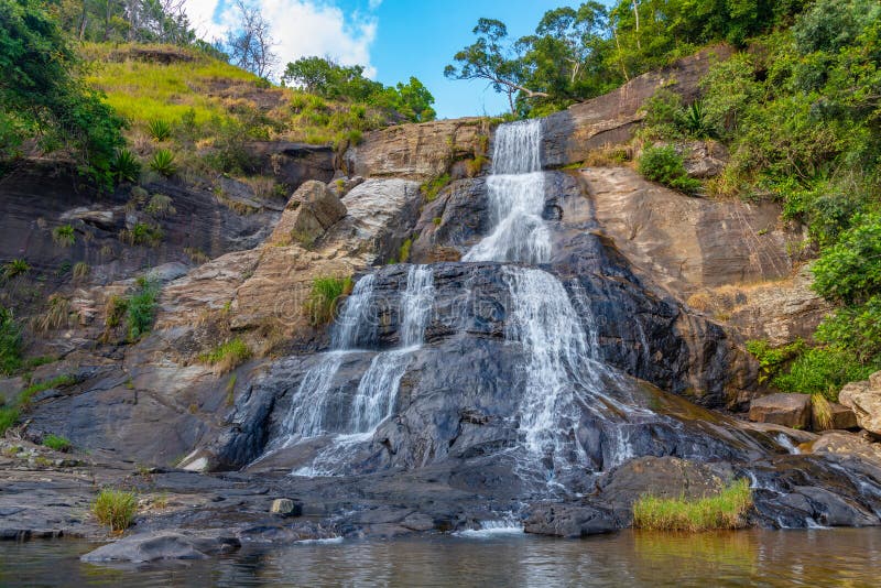 Diyaluma Falls Near Ella, Sri Lanka Stock Photo - Image of flow, green ...