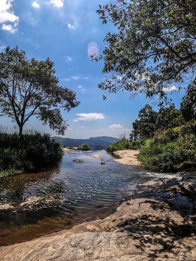 Diyaluma Waterfall Upper Part in Sri Lanka. Stock Image - Image of ...