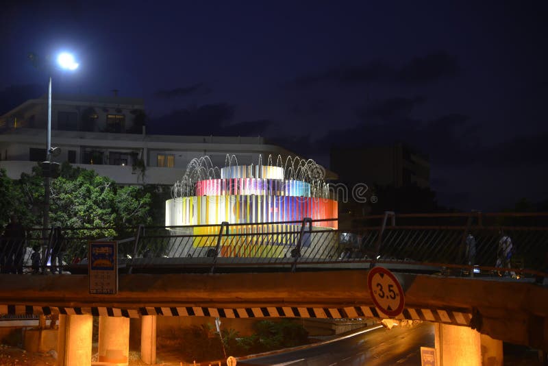 Tel-Aviv Cityscape at Night Stock Photo - Image of icon, monument: 34351616