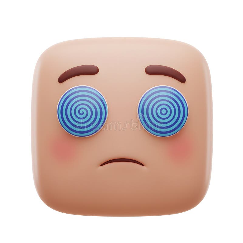 Dizzy and Confused 3D Emoji Square Face Illustration Stock Illustration ...