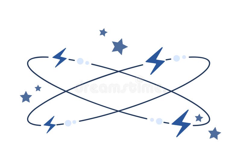 Dizzy and Vertigo Icon with Spinning Lightning and Blue Stars Stock ...