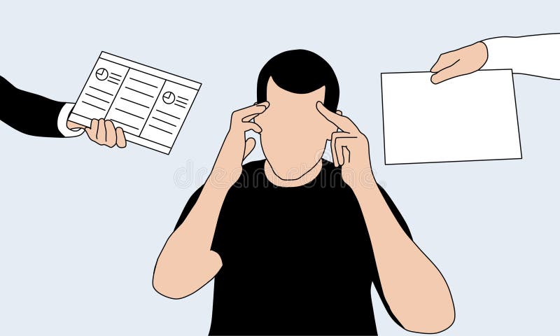 Dizzy because of the Work Piling Up Stock Illustration - Illustration ...