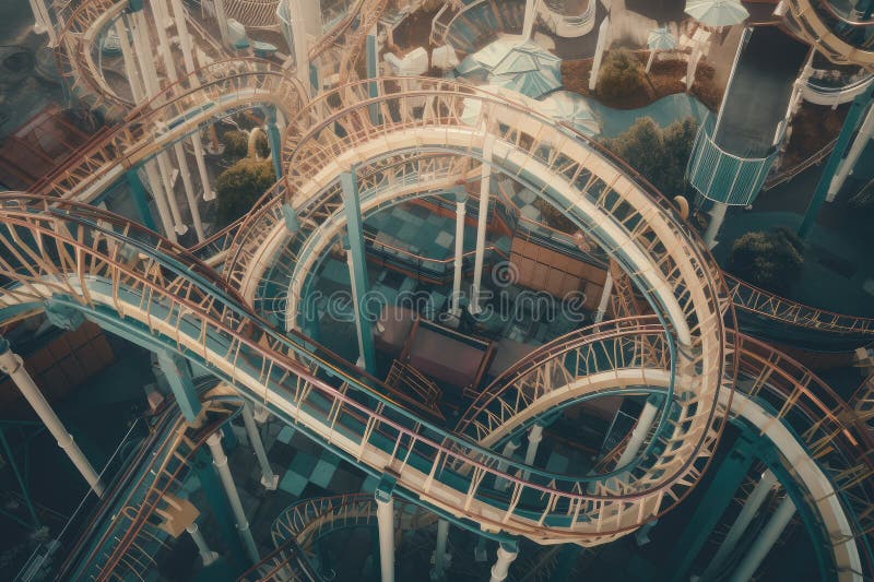 Dizzying and Dreamlike Scene of a Roller Coaster, with the View from ...