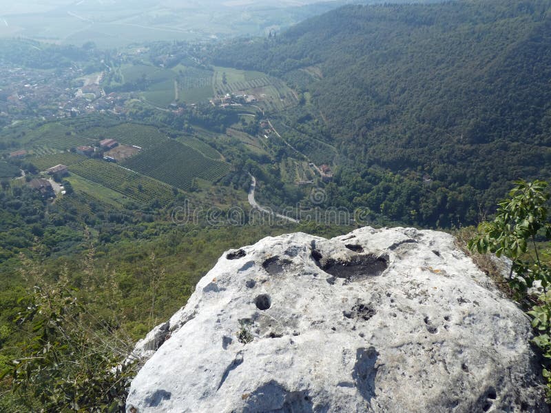 Dizzying View from Above of the Valley and the Spur of Rock Stock Image ...