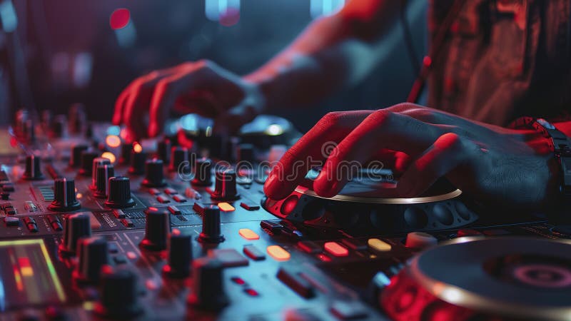 Dj in Action, Close Up of a Dj at Work, Dj at the Party, Dj is Mixing ...