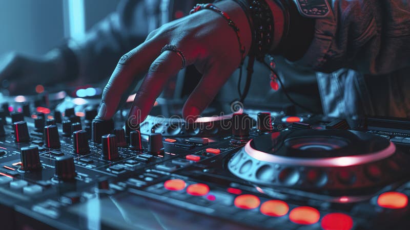 Dj in Action, Close Up of a Dj at Work, Dj at the Party, Dj is Mixing ...