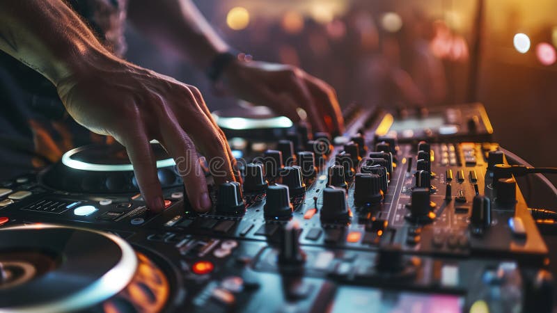 Dj in Action, Close Up of a Dj at Work, Dj at the Party, Dj is Mixing ...