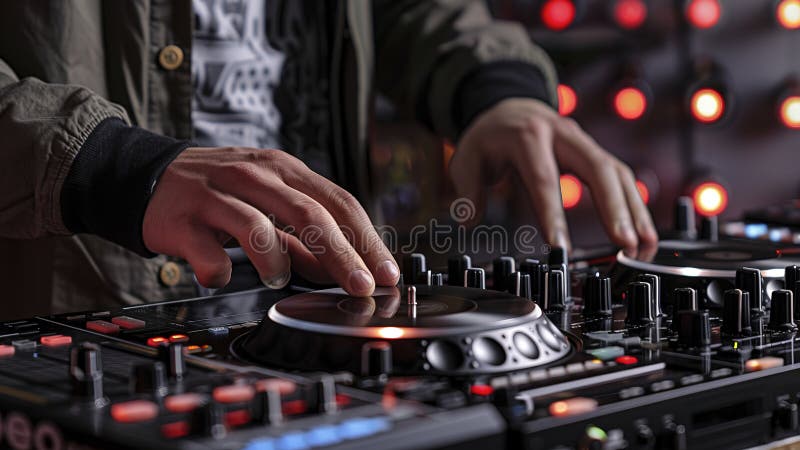 Dj in Action, Close Up of a Dj at Work, Dj at the Party, Dj is Mixing ...