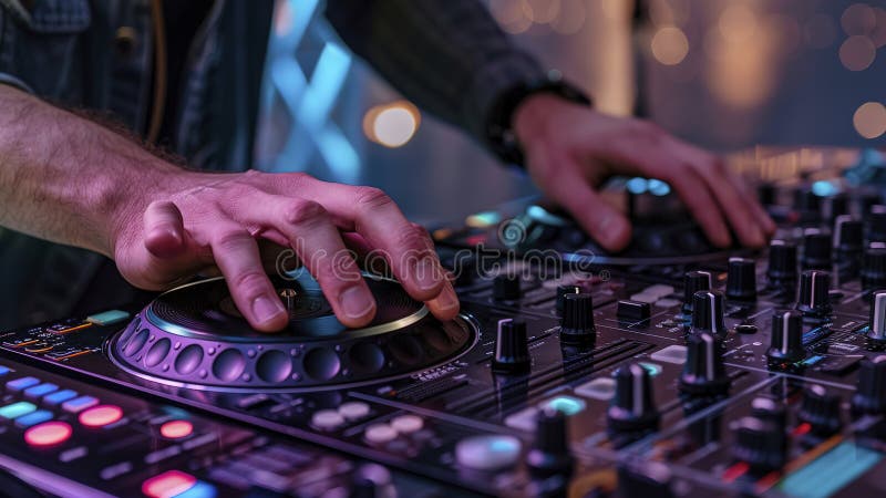 Dj in Action, Close Up of a Dj at Work, Dj at the Party, Dj is Mixing ...