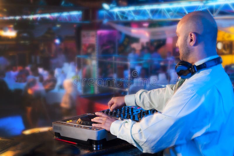 DJ Behind the Control Panel Stock Photo - Image of inside ...
