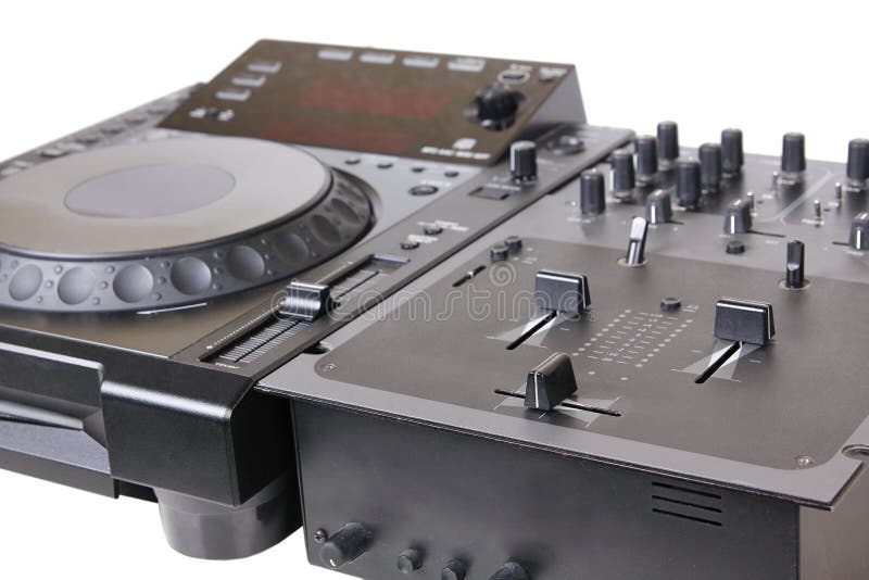 Dj cd player and mixer stock photo. Image of studio, player - 19807468