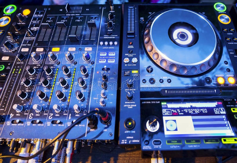 DJ CD player and mixer stock image. Image of level, disco - 40645031