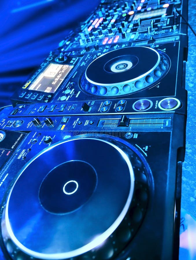 DJ CD player and mixer stock image. Image of control - 41423795
