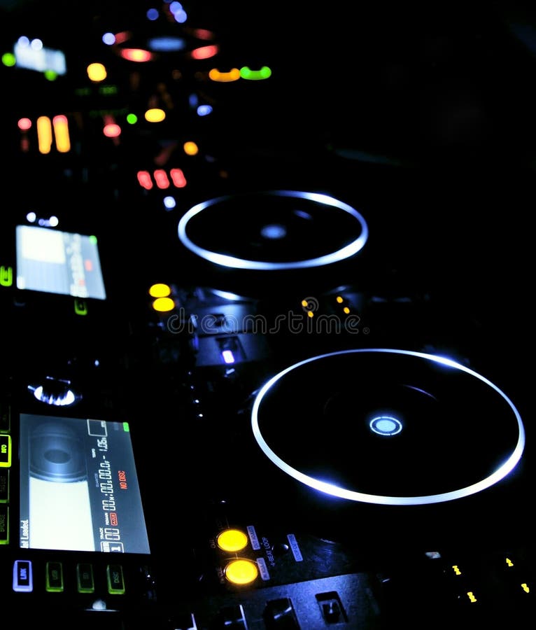 DJ CD player and mixer stock photo. Image of nightclub - 95000012
