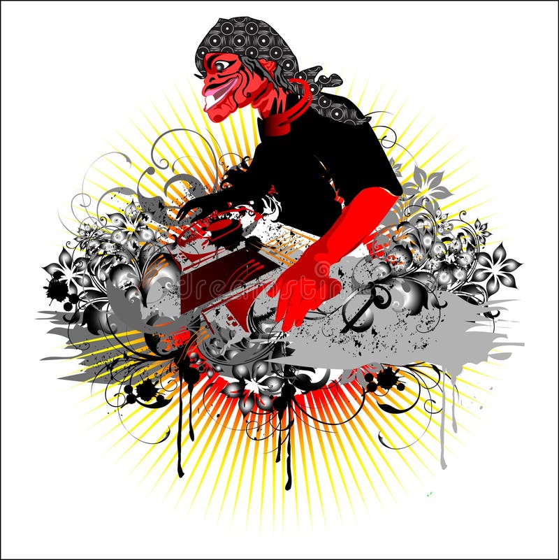 DJ Cepot stock vector. Illustration of vector, funny, floral - 9008957