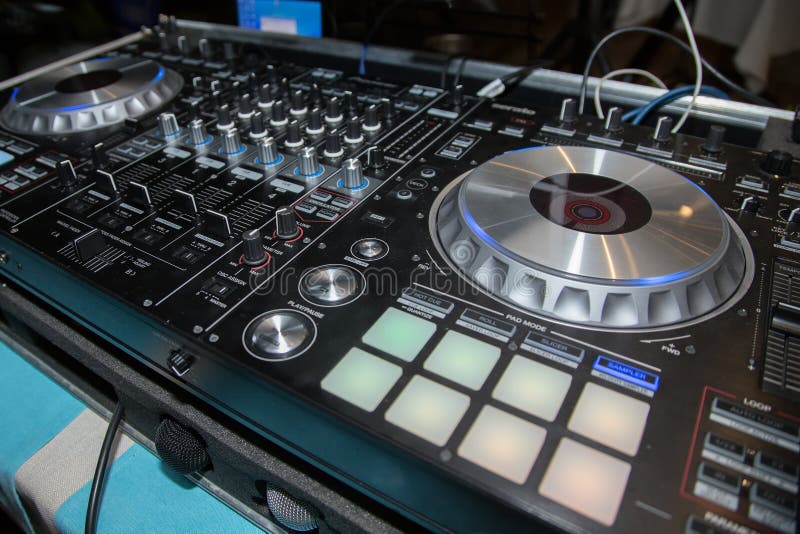 DJ CD player and mixer stock photo. Image of enable - 109773384