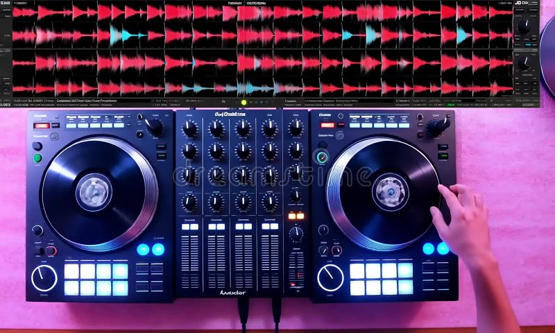 DJ Controller with Audio Waveforms. a Vibrant, Hands-on DJ Set-up Stock ...
