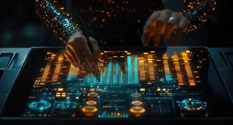 DJ Controlling Digital Audio Workstation Stock Illustration ...