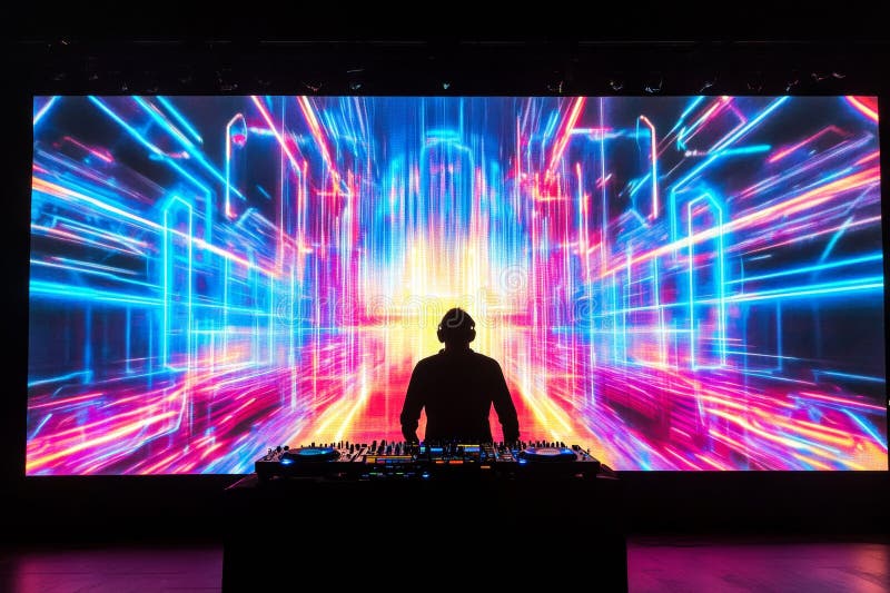 The DJ Creates an Electrifying Atmosphere with Captivating Neon Visuals ...