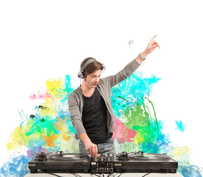 DJ, Das Musik an Der Diskothek Spielt Stockbild - Bild von kaukasisch ...