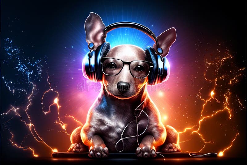DJ De Perros En Una Discoteca. Generado Por Ai Stock de ilustración ...