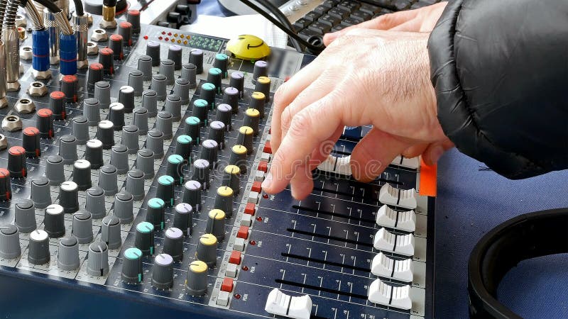 DJ Deck Mixing Console Sound Board with Hands Stock Photo - Image of ...