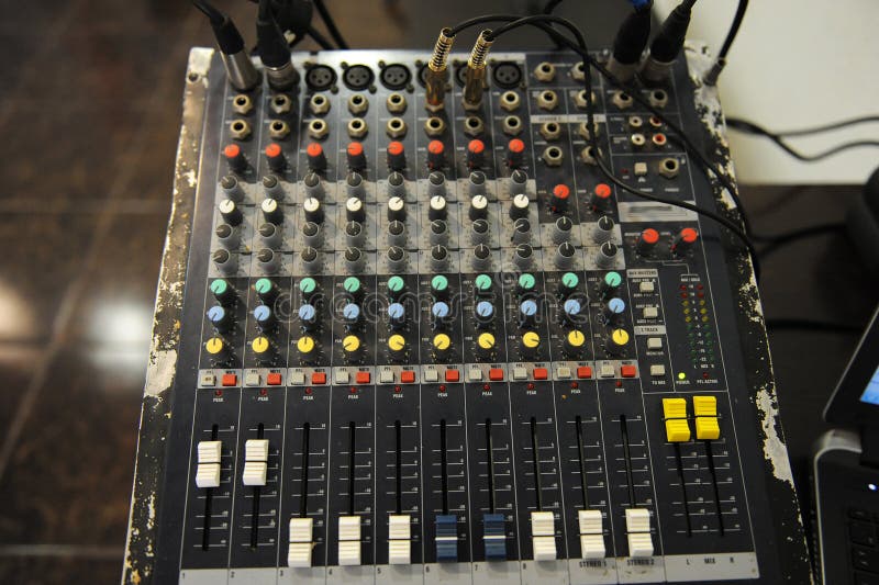 DJ equipment mixer stock photo. Image of leisure, board - 98135464